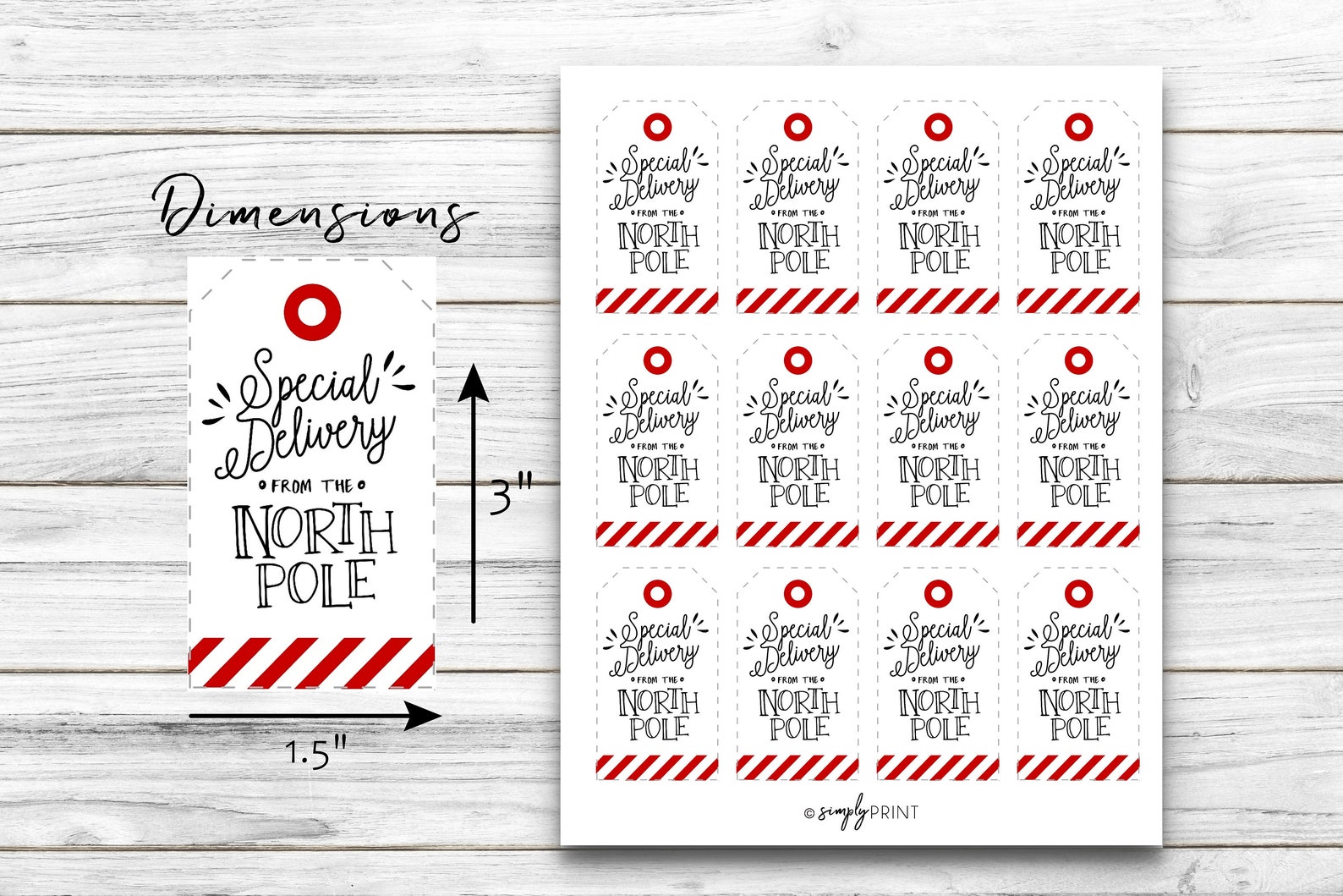 Printable North Pole Christmas Gift Tags Christmas Tags - Etsy