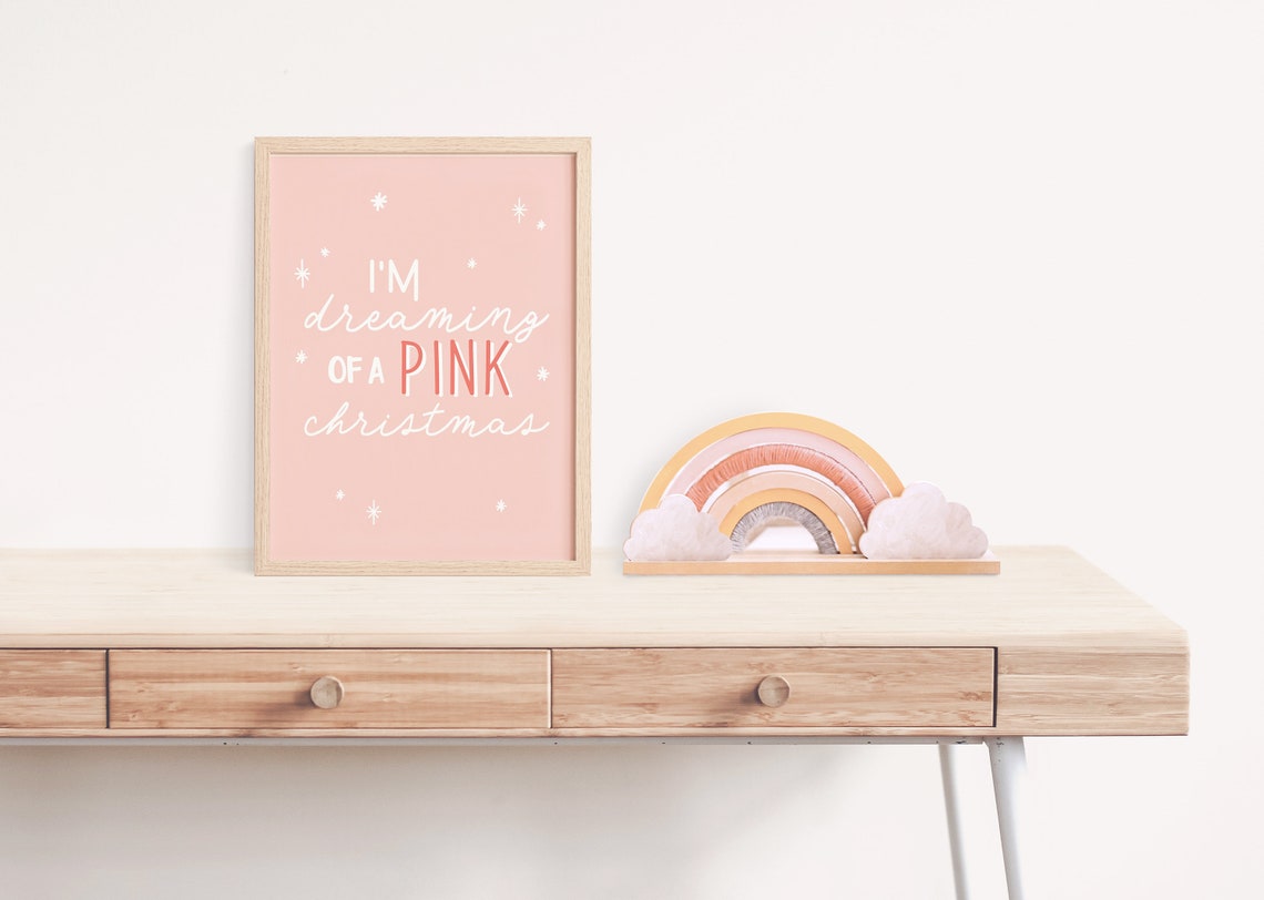 Printable Pink Christmas Wall Art Christmas Sign Printable - Etsy