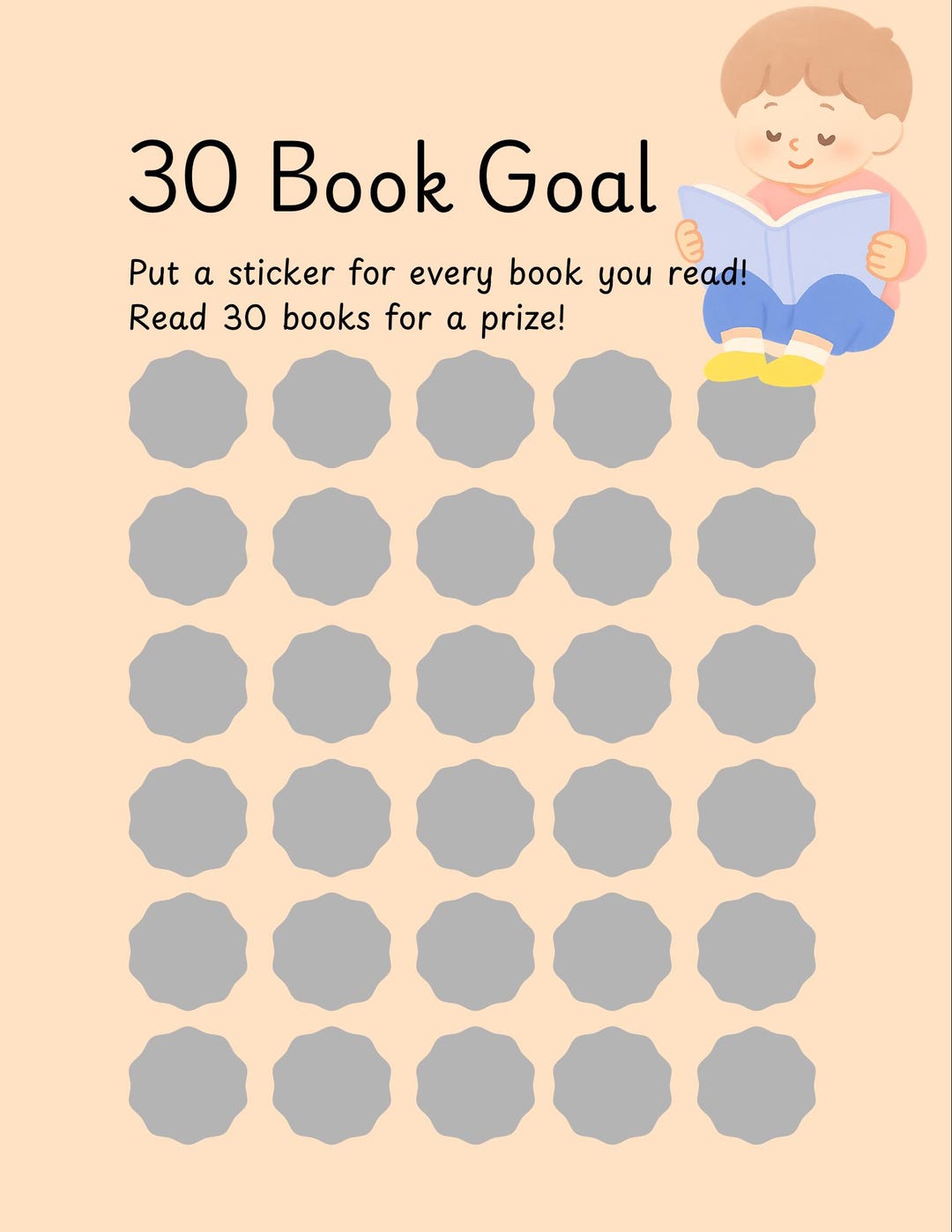 Kids Reading Sticker Chart - Etsy