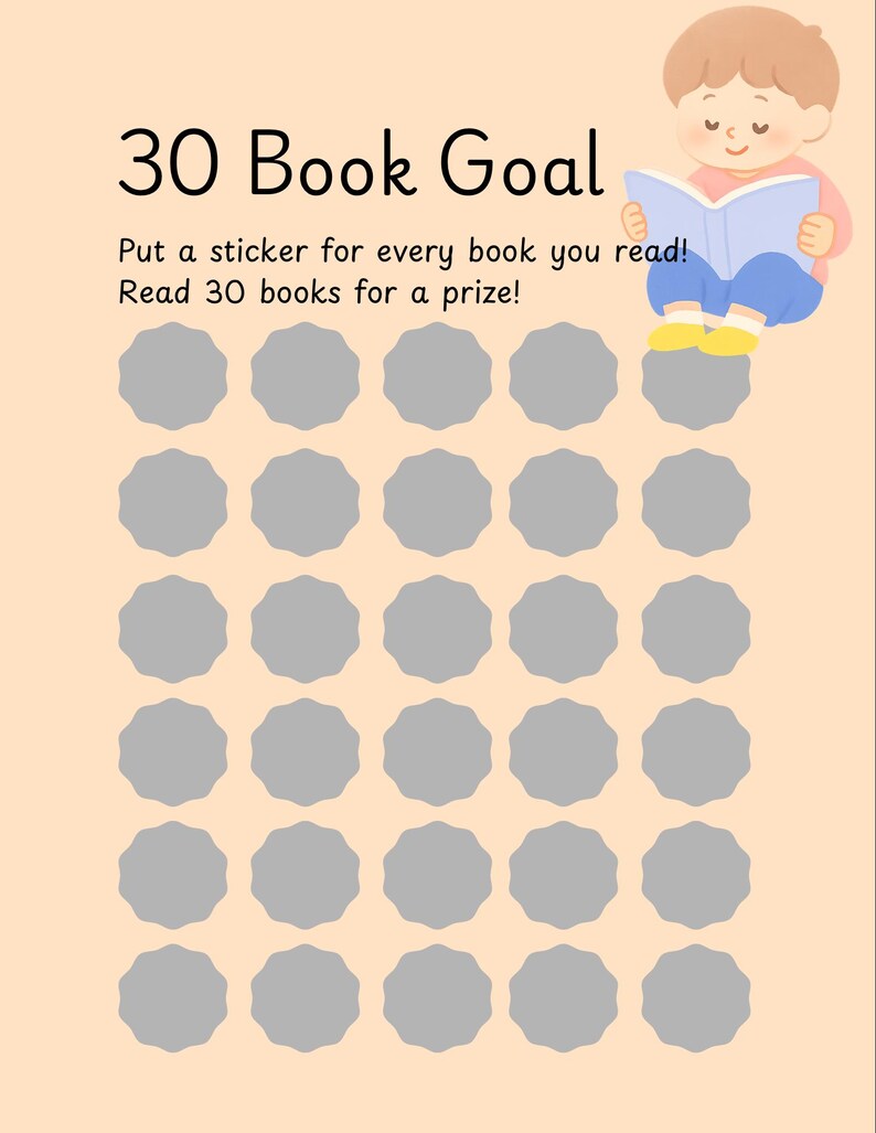 Kids Reading Sticker Chart - Etsy