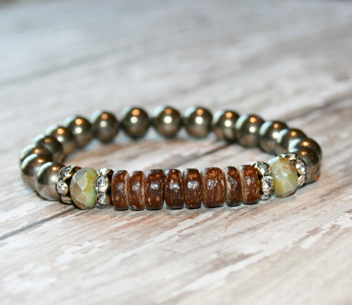 Pyrite Bracelet, Rustic Bracelet, Rustic Gemstone Bracelet, Stacking ...