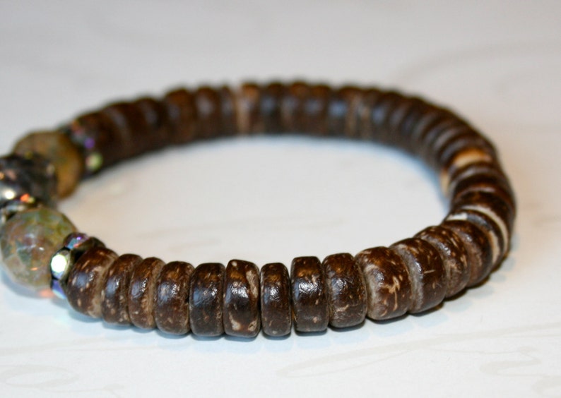 Coconut Shell Bracelet, Brown Bracelet, Brown Stacking Bracelet - Etsy