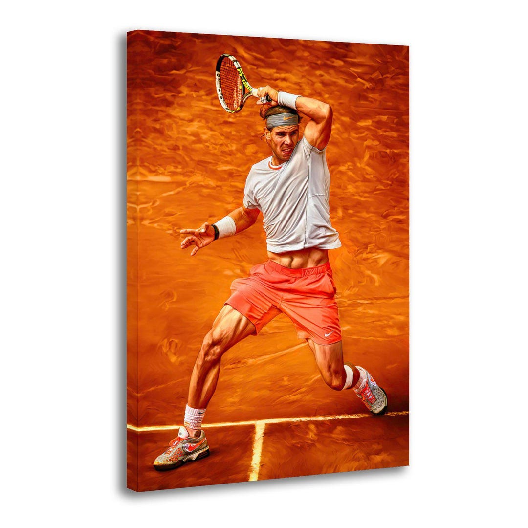 Tennis Player Rafael Nadal in Action Canvas Wall Art Poster Picture ...
