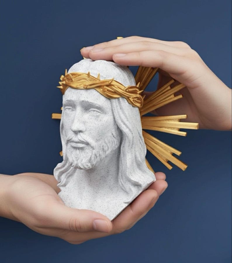 Jesus Bust Wall Art | Catholic Gift | Gold Halo Sculpture | Religious ...