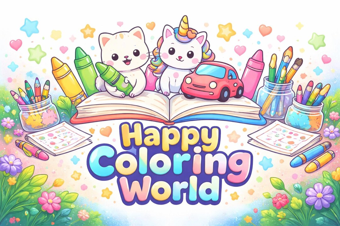 Kawaii Cat Coloring Book for Kids | 40 Printable Coloring Pages | Cute ...