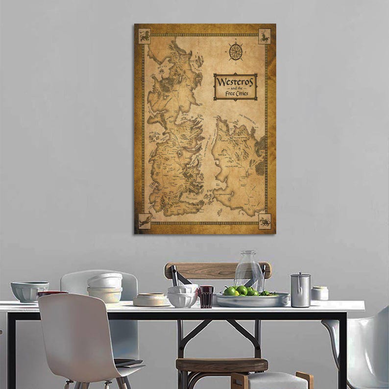 Westeros Map Poster: Fantasy World, City Map Wall Art - Etsy
