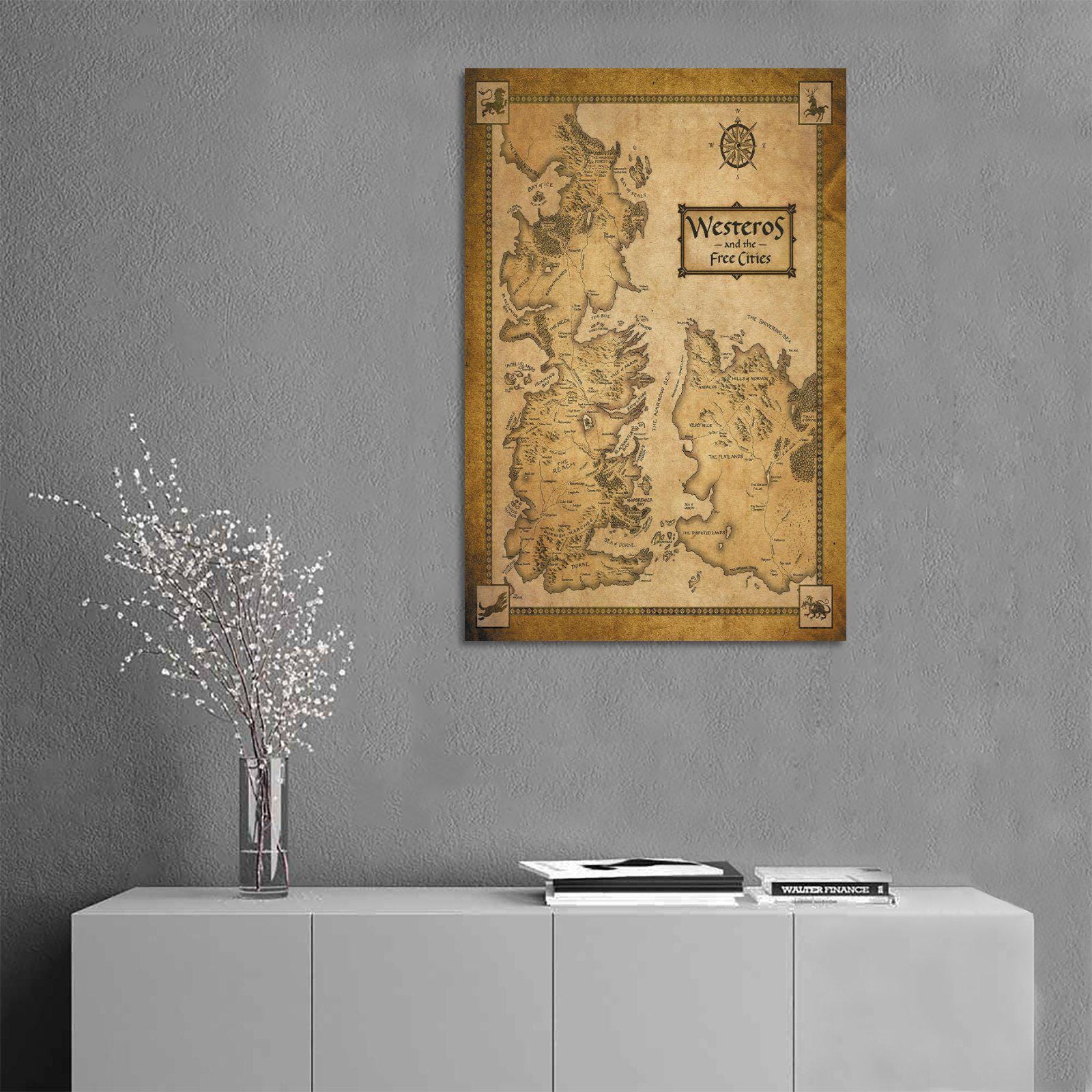 Westeros Map Poster Fantasy World City Map Wall Art Etsy 7666
