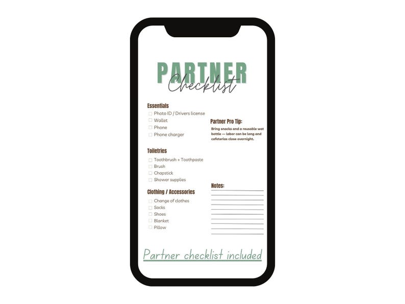 Hospital Bag Checklist Printable | Labor & Delivery Packing List for ...