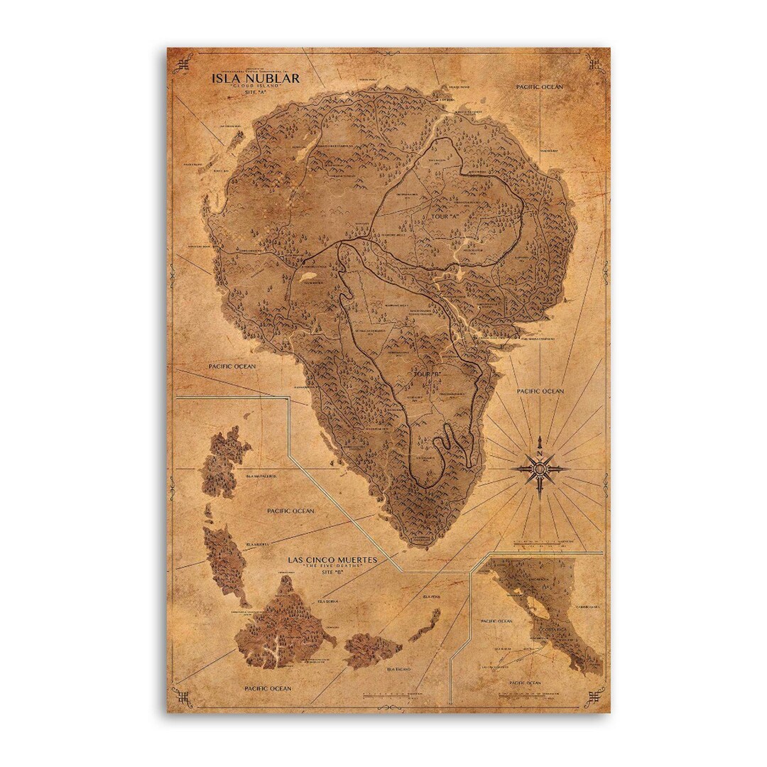 The World Map of the Jurassic Park Series Decoration Poster - Etsy