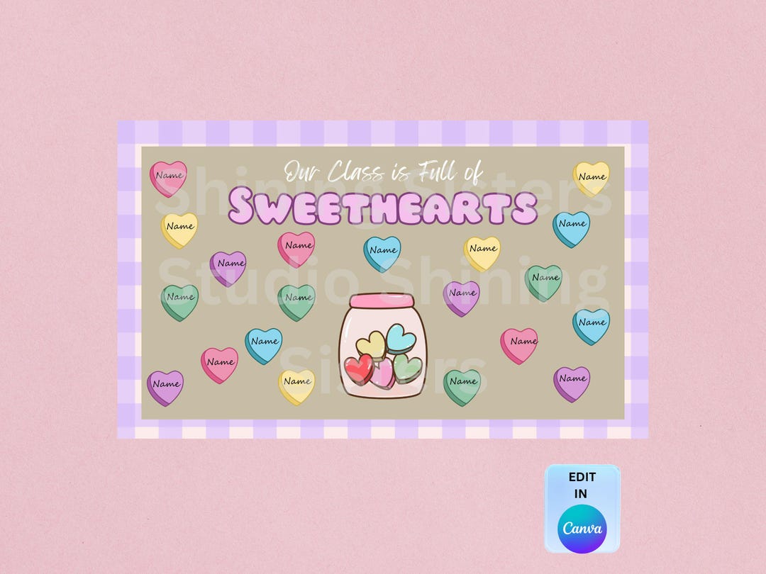 Valentine Day Classroom Poster, Conversation Hearts, Editable Canva ...