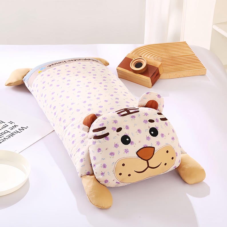 Cartoon Tiger Neck Pillow – Soft Cotton Travel Pillow for Kids & Adults ...