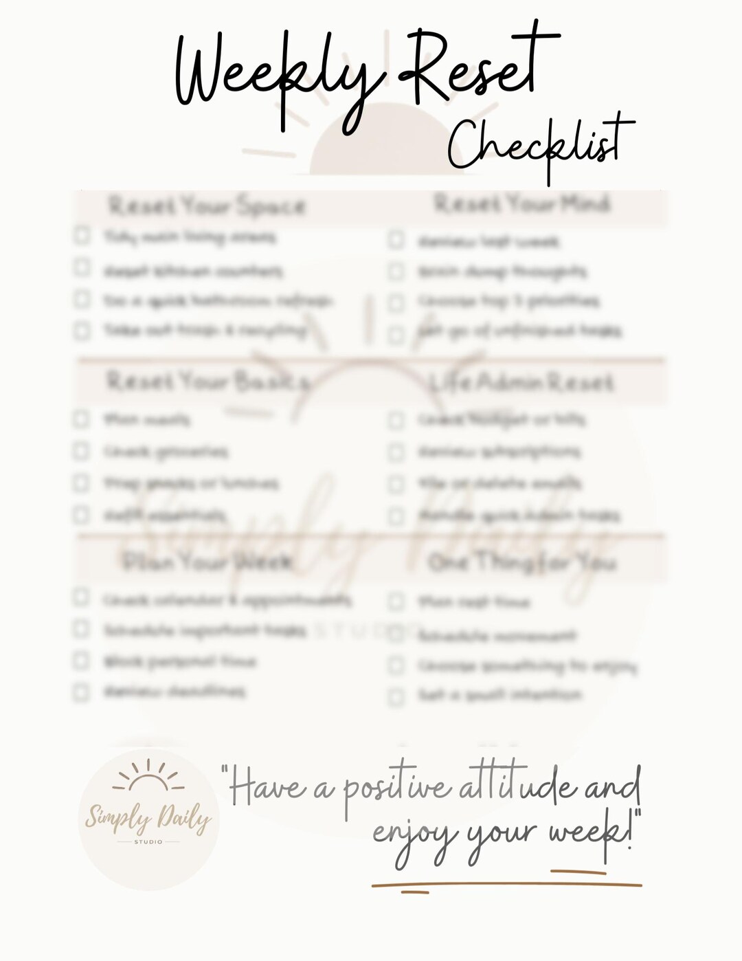 Weekly Reset Checklist for Overwhelmed Weeks | Clean, Plan & Start ...