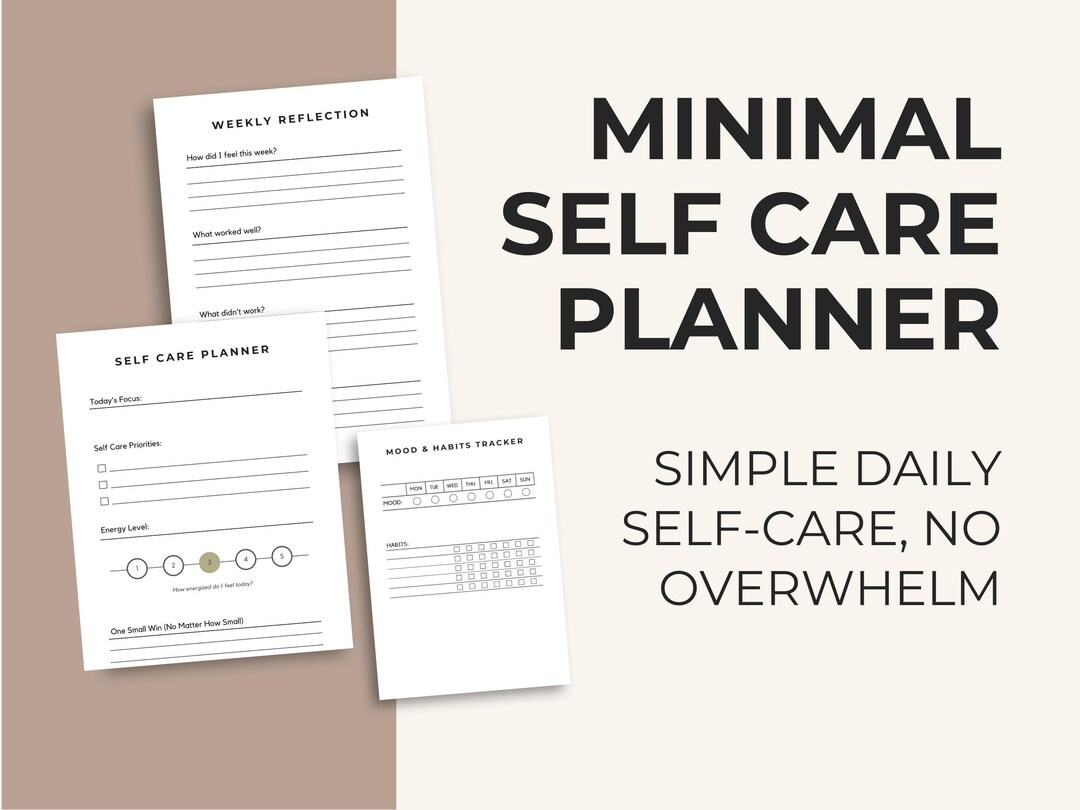 Minimal Self Care Planner Printable | Daily Self Care, Weekly ...