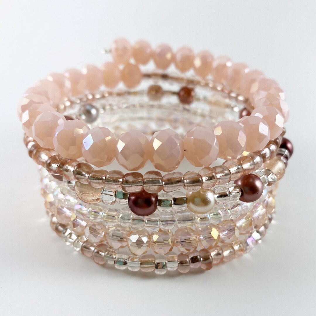 Pink Wrap Memory Wire Bracelet - Etsy