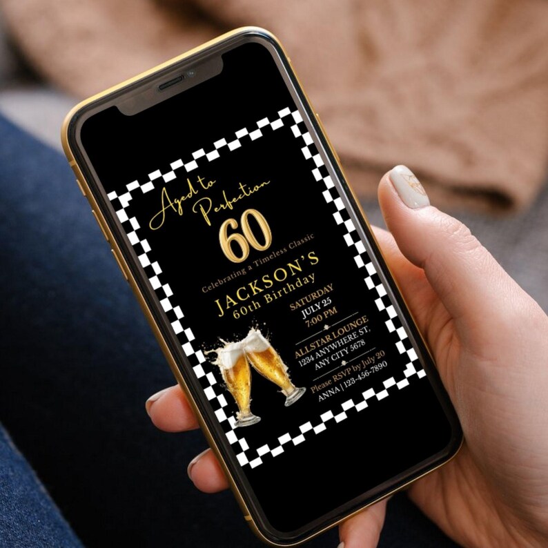 60th Birthday Invitation Template, Aged to Perfection Beer Birthday ...