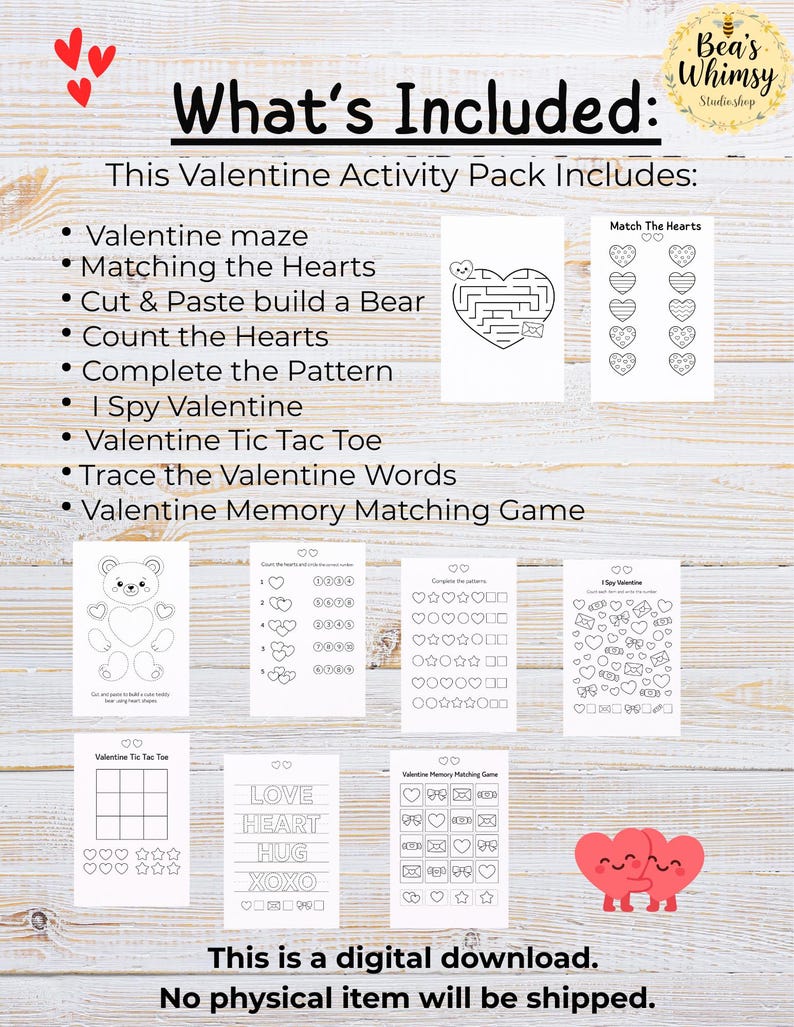 Valentine Activity Pack for Kids | Printable Valentine Games | Cut and ...