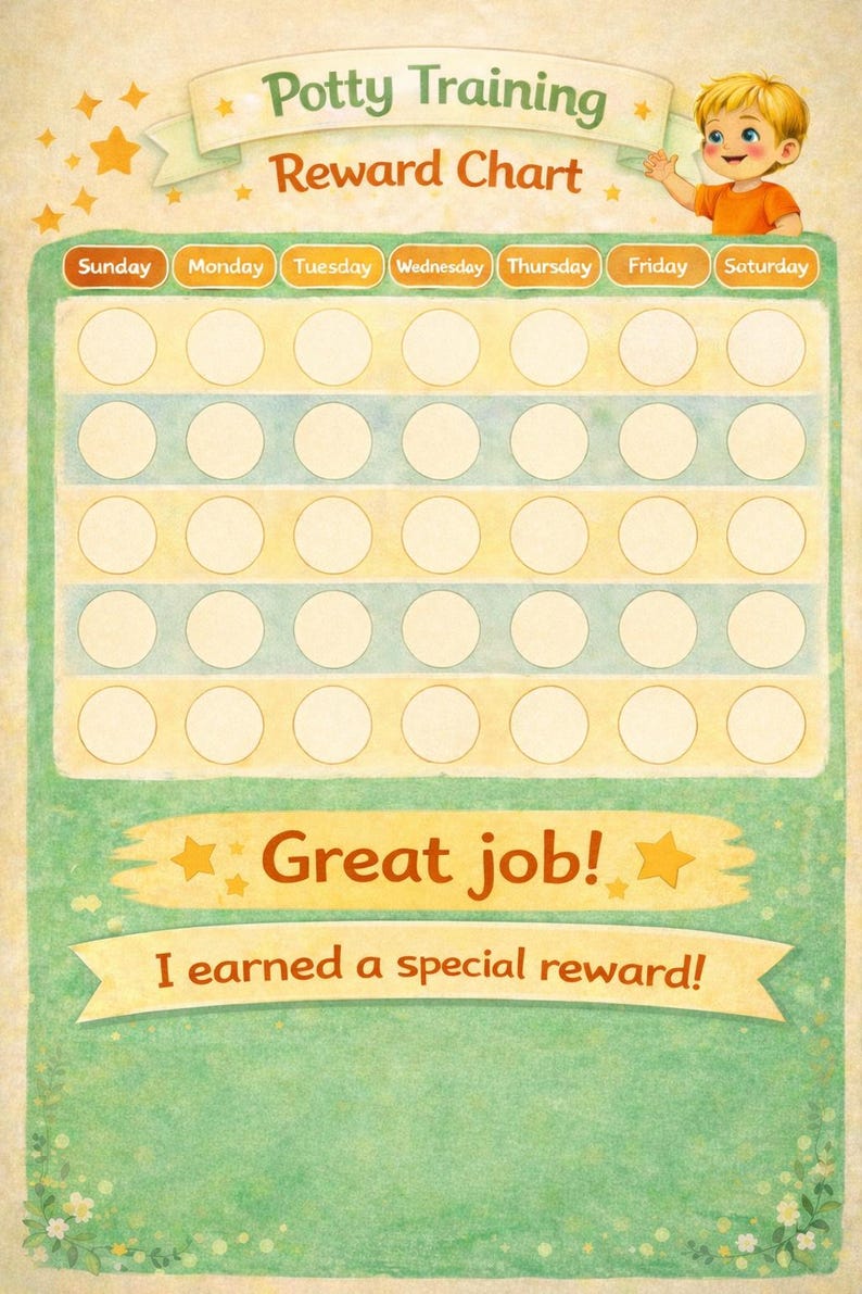 Potty Training Reward Chart - Green - Etsy