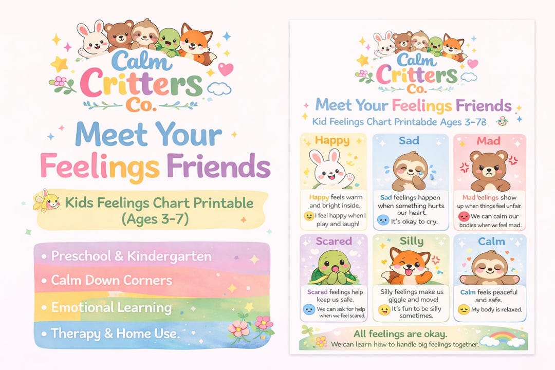 Littles Feelings Chart Printable | Emotional Regulation Poster | Calm ...