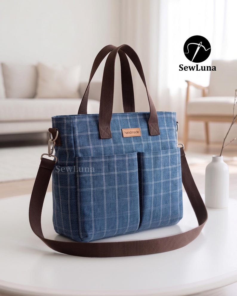 Tote Bag Sewing Pattern PDF | Brooklyn Multi-pocket Crossbody Bag ...