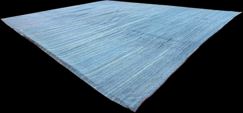 Handmade Large Flat-weave Handspun Wool Oceanic Blue Area Rug - Etsy