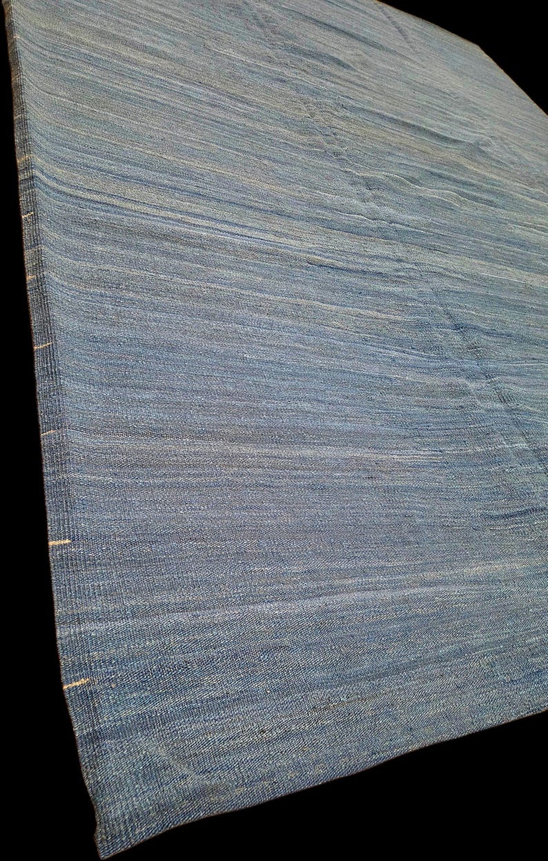 Handmade Large Flat-weave Handspun Wool Oceanic Blue Area Rug - Etsy