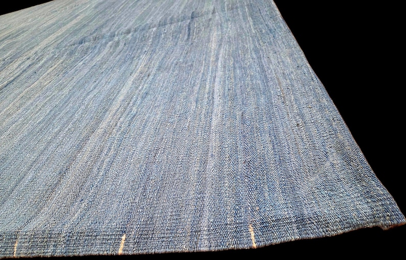 Handmade Large Flat-weave Handspun Wool Oceanic Blue Area Rug - Etsy