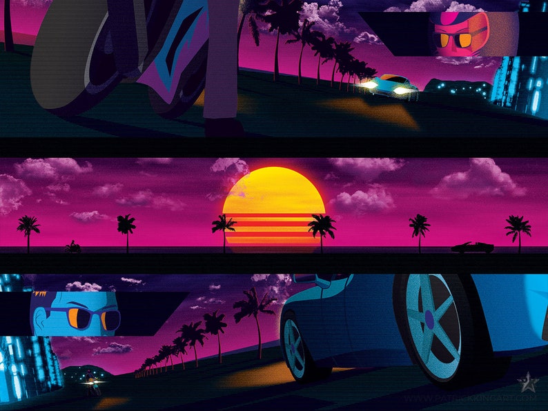 Showdown Art Print Synthwave Vaporwave Outrun 80s Retro - Etsy