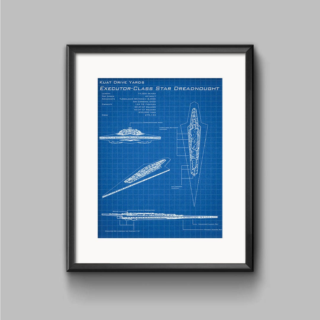 Star Wars Executor Super Star Destroyer Schematic Art Print - TIE ...