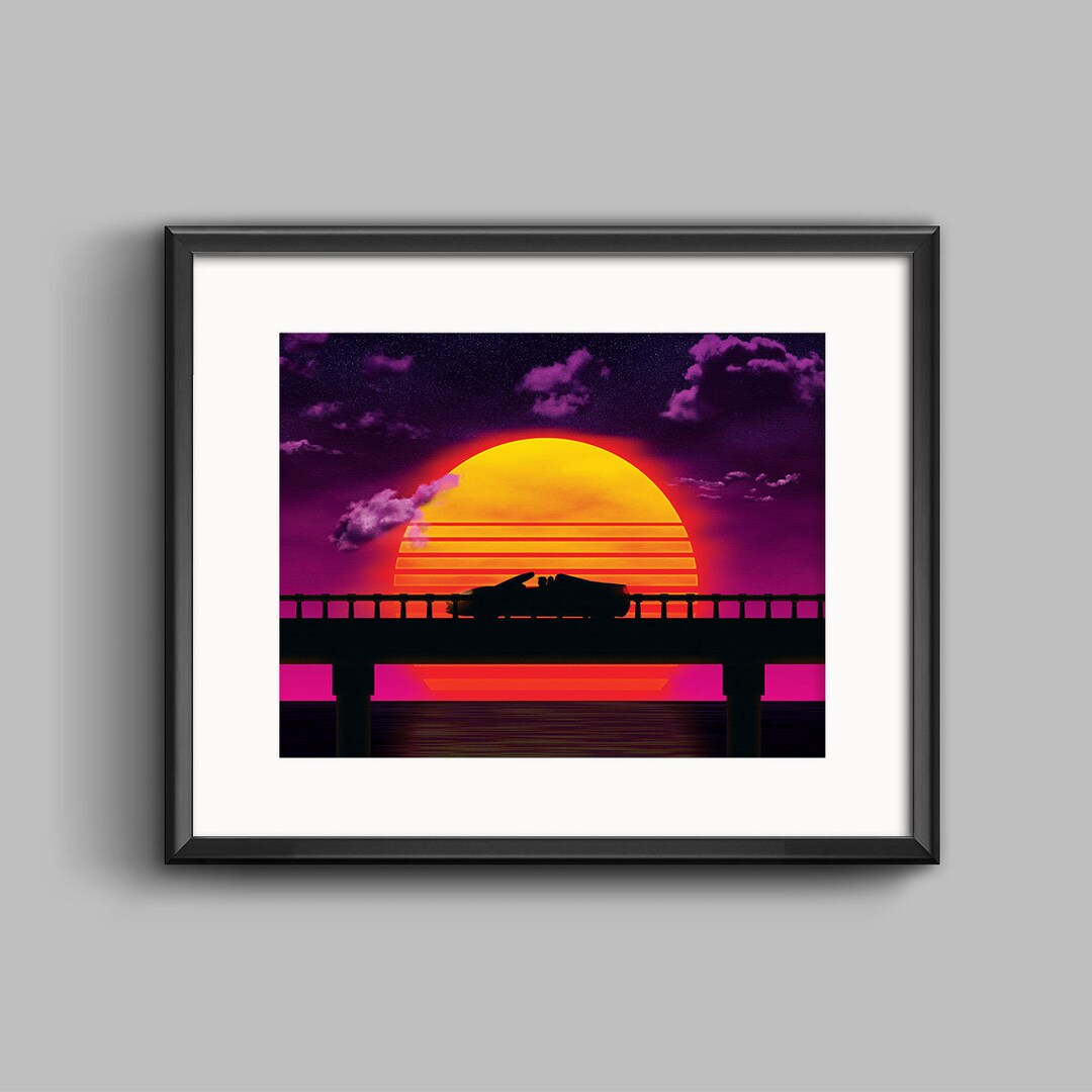 Causeway (car) Art Print and Sticker - Synthwave, Vaporwave, Outrun ...