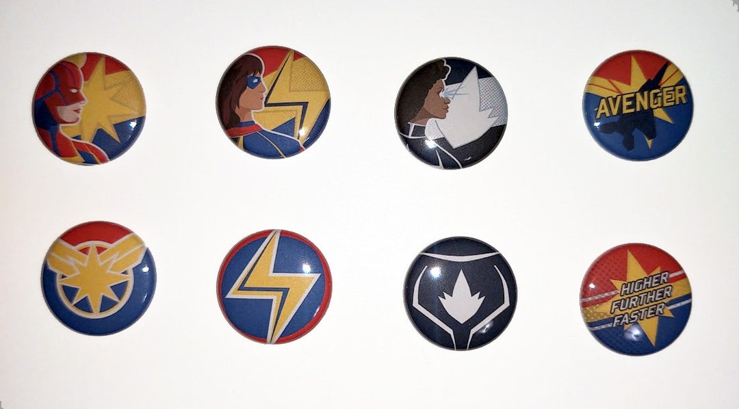 The Marvels Buttons - 1" Buttons, Pins, Captain Marvel, Ms. Marvel ...