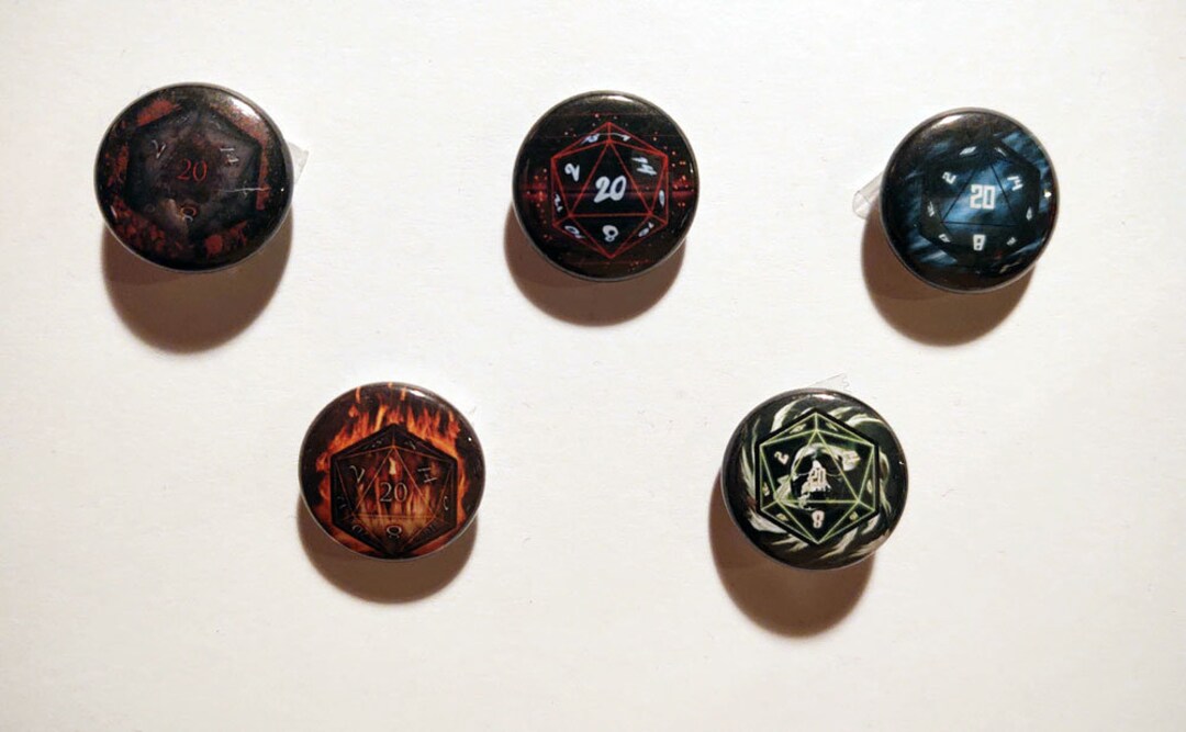 D20 Buttons - 1" Buttons, Dice, Dungeons & Dragons, Dnd, Pins, Horror ...