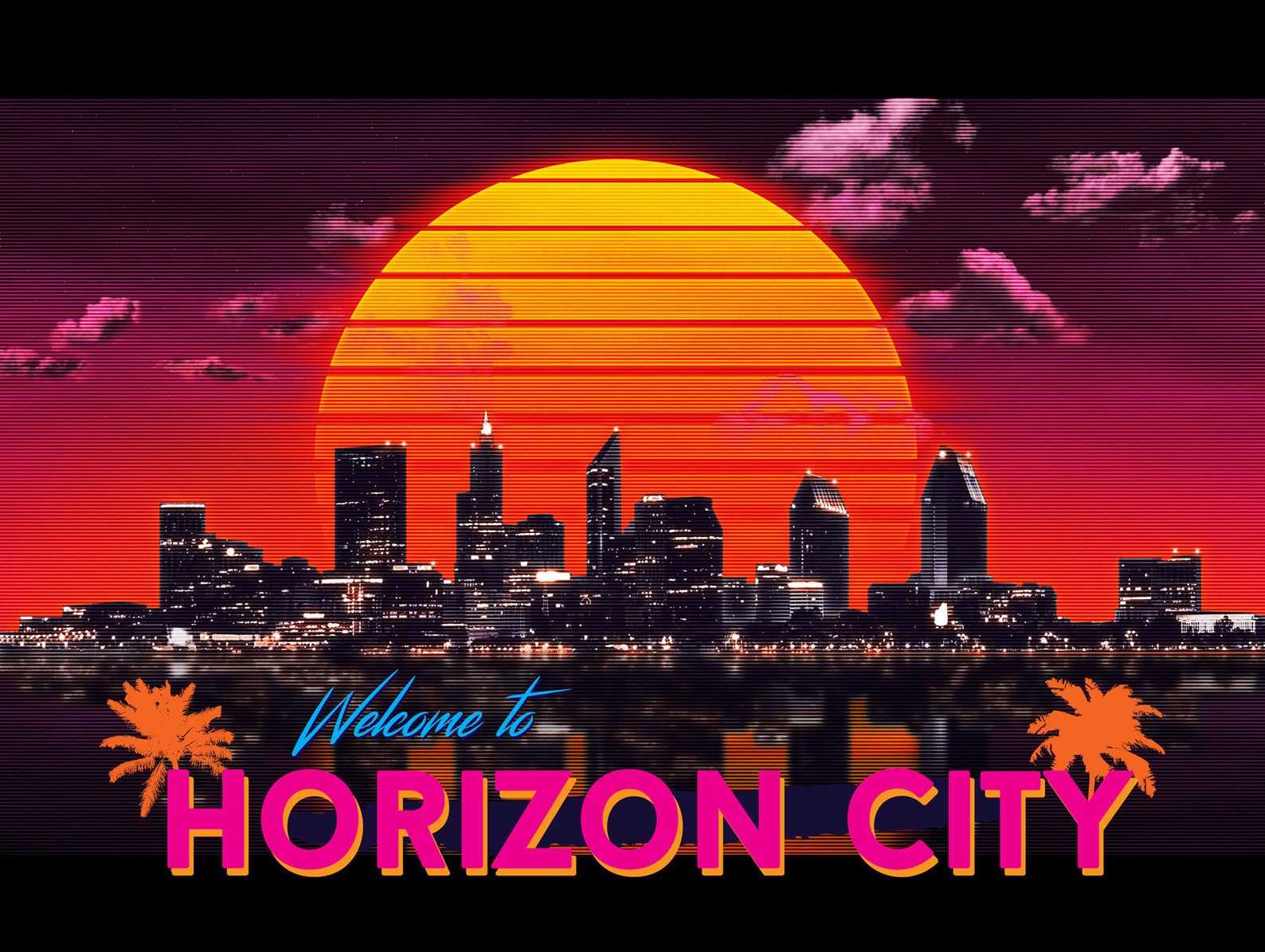 Welcome to Horizon City Art Print synthwave vaporwave | Etsy