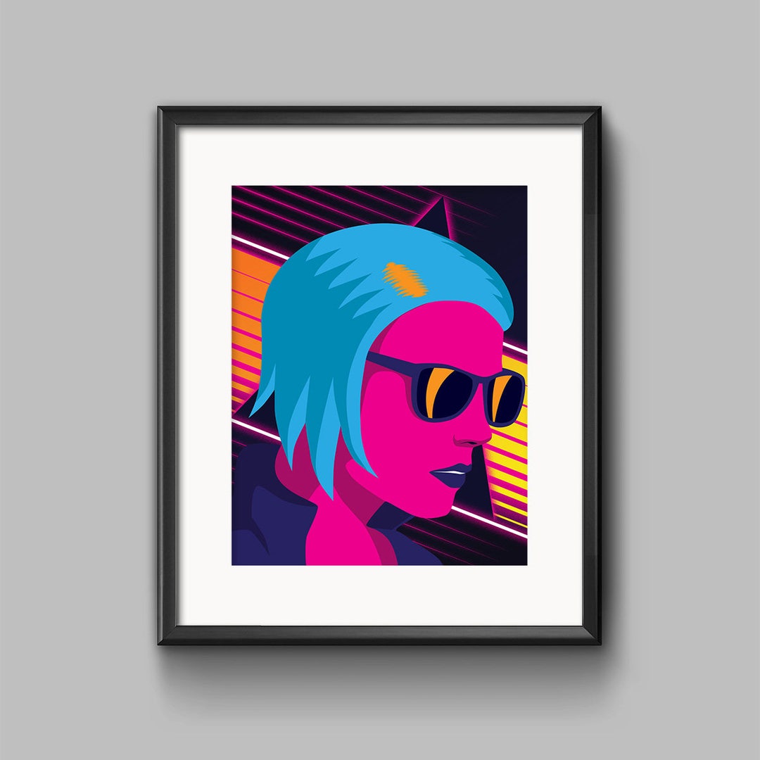 Outrun Girl Art Print and Sticker - Synthwave, Vaporwave, Outrun, 80s ...