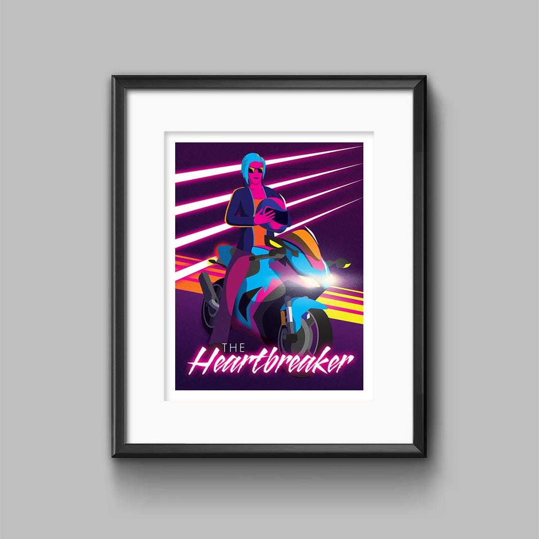 The Heartbreaker Art Print - Synthwave, Vaporwave, Retrowave, Outrun ...