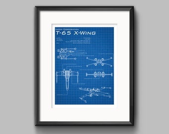 Star Wars X-wing Fighter Blueprint Style Print 8x10 - Etsy