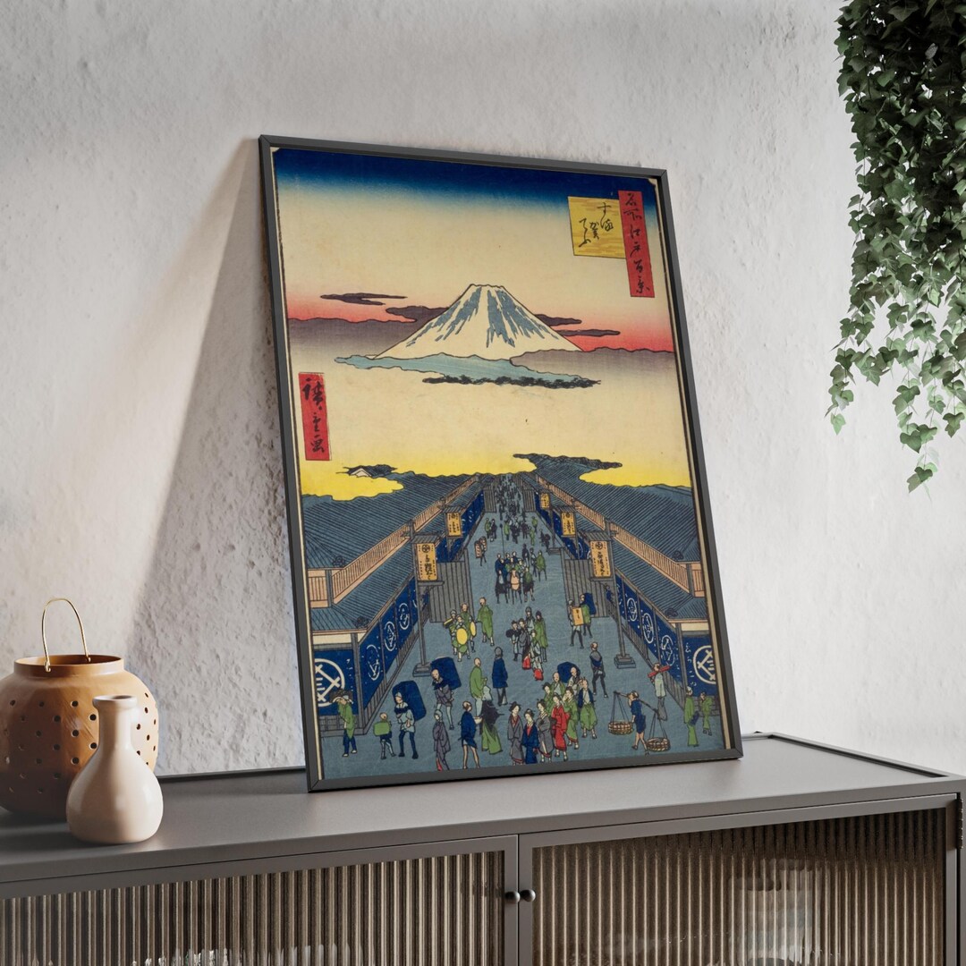 Mount Fuji Woodblock Print Poster With Wooden Frame | Japanese Ukiyo-e ...