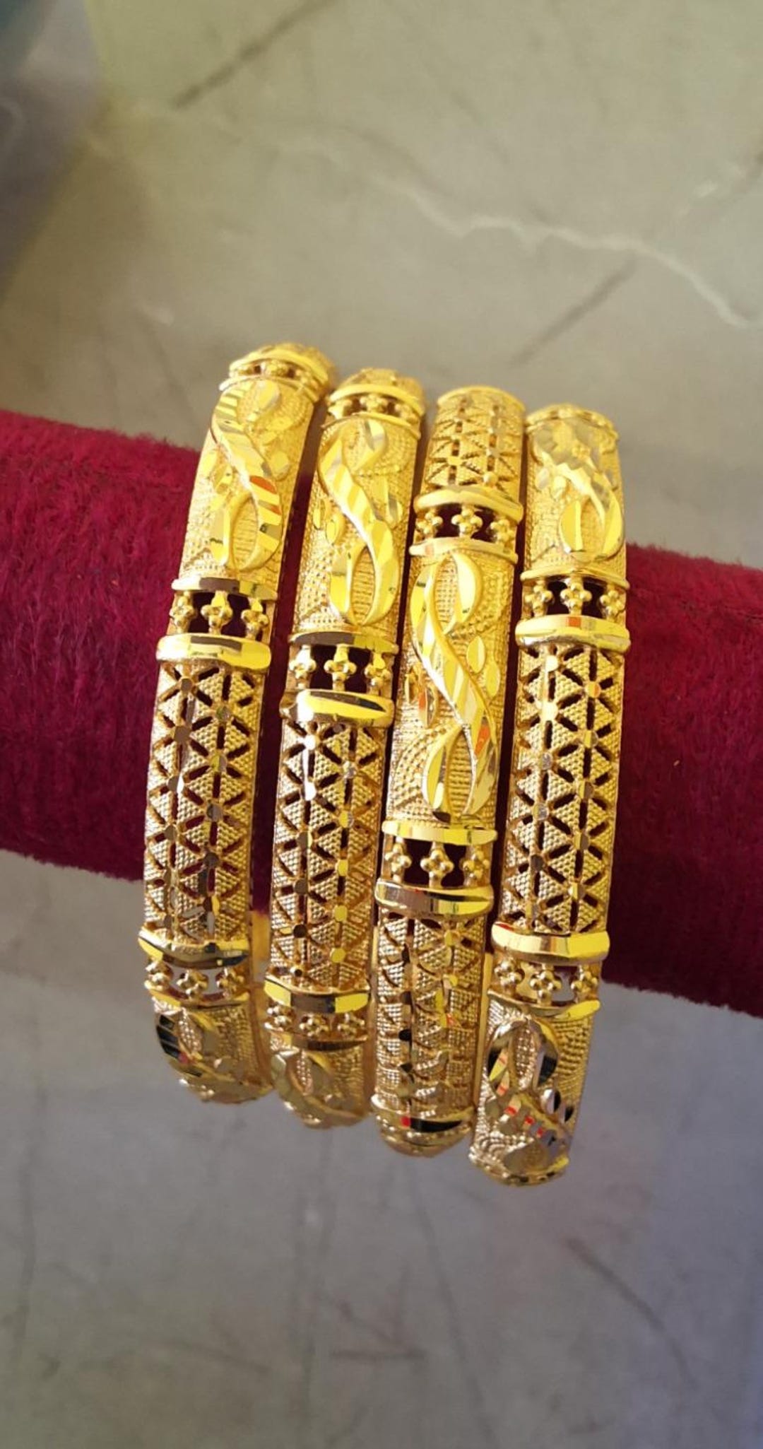 Gold Plated Indian Bangles Set – Traditional Bridal Wedding Stack ...