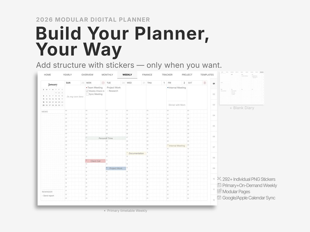 2026 Modular Digital Planning System | Primary Timetable Weekly + Blank ...