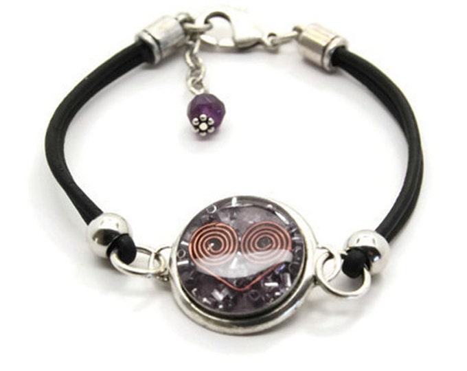 Orgone Energy Bracelet Leather Friendship Bracelet Amethyst Gemstone ...