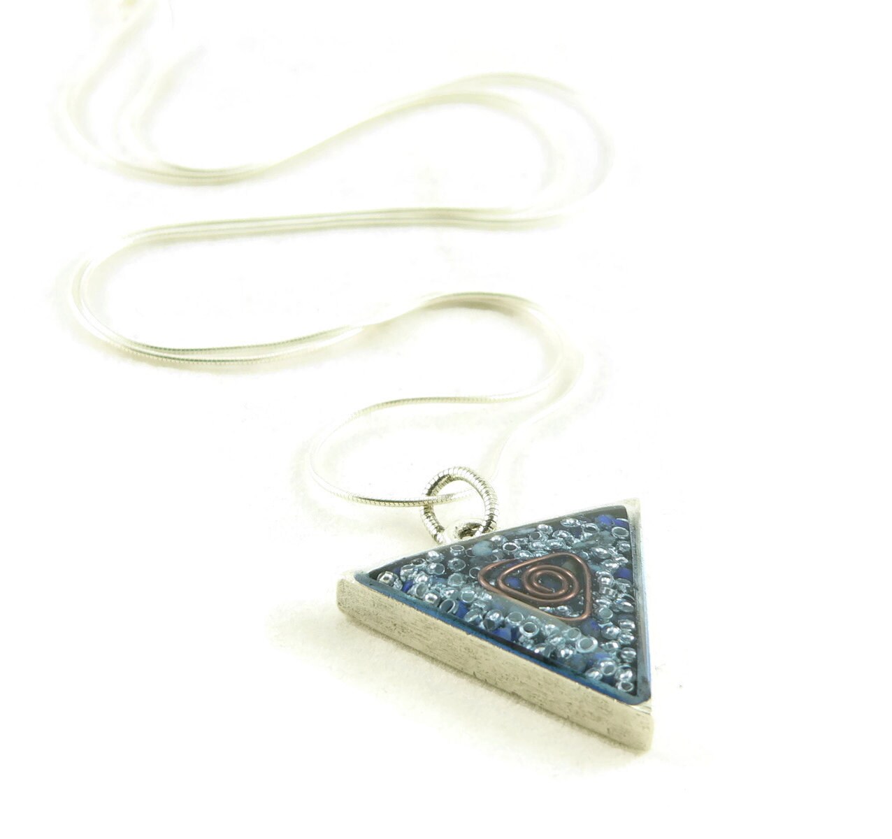 Orgone Energy Triangle Pendant in Antique Silver With Lapis - Etsy