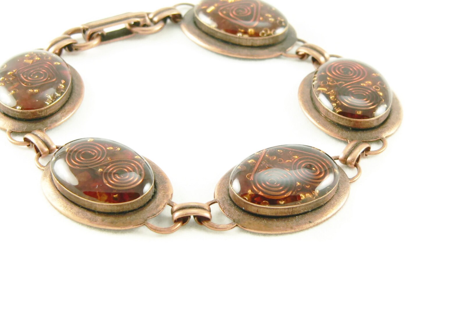 Orgone Energy Oval Link Bracelet in Copper With Orange - Etsy
