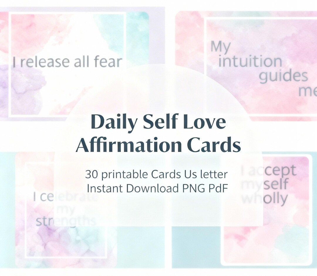 Self Love Affirmation Cards Printable | 4 per Page Card Deck PDF ...