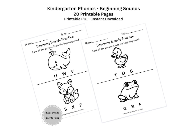 Kindergarten Beginning Sounds Worksheets | Phonics Practice | Circle ...