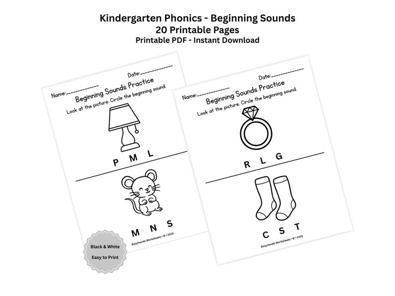 Kindergarten Beginning Sounds Worksheets | Phonics Practice | Circle ...