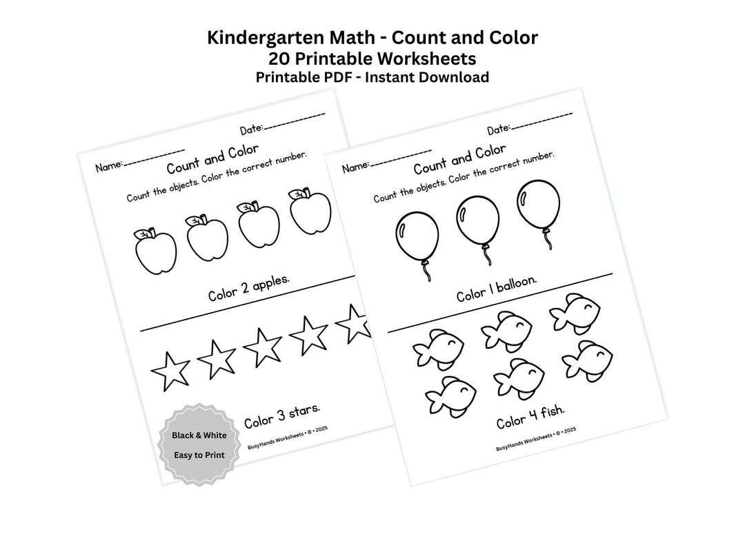 Kindergarten Count and Color Worksheets | Counting Practice 1–10 ...