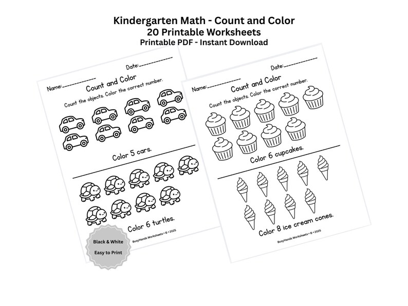 Kindergarten Count and Color Worksheets | Counting Practice 1–10 ...