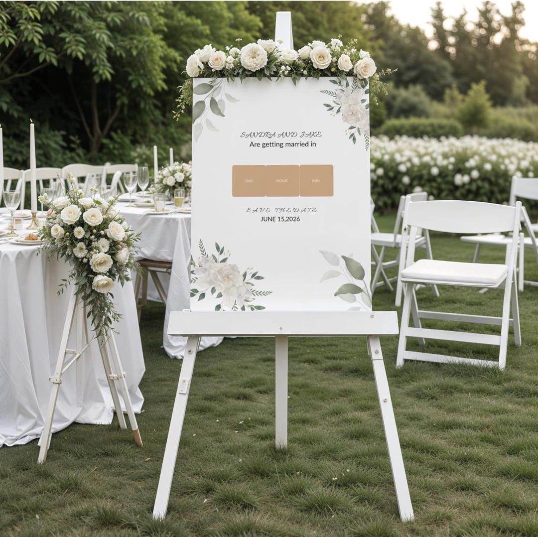 Wedding Countdown Template | Save the Date Timer | Editable Canva ...