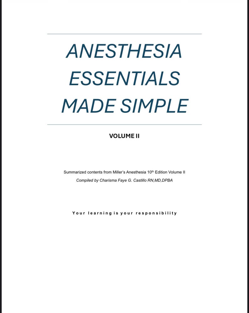 Anesthesia Essentials Made Simple Volume II - Etsy