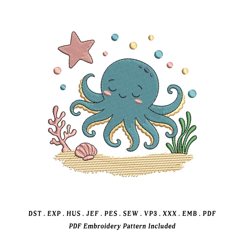Ocean Octopus Embroidery Design, Underwater Sea Life (EMB Included) - Etsy