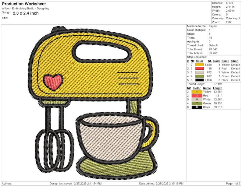 Baking Mixer Design | Kitchen Stand Mixer Machine Embroidery File (EMB ...